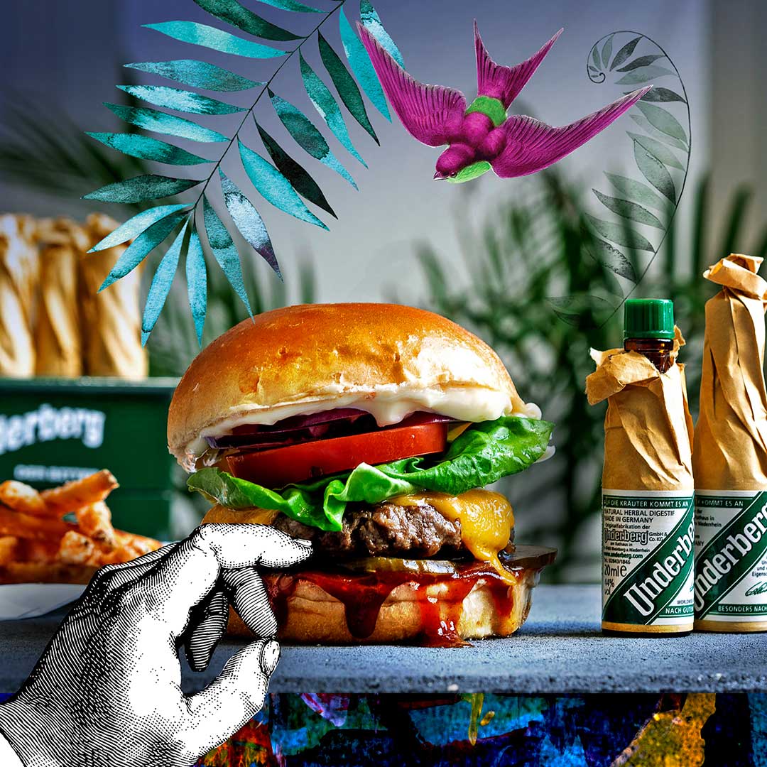 Underberg Burger mit Süßkartoffelpommes - Underberg